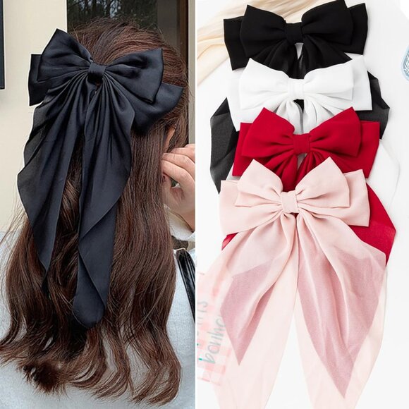 Accessories | Hair Accessories 4 Pcs Oversized Ribbon Bows With Long ...